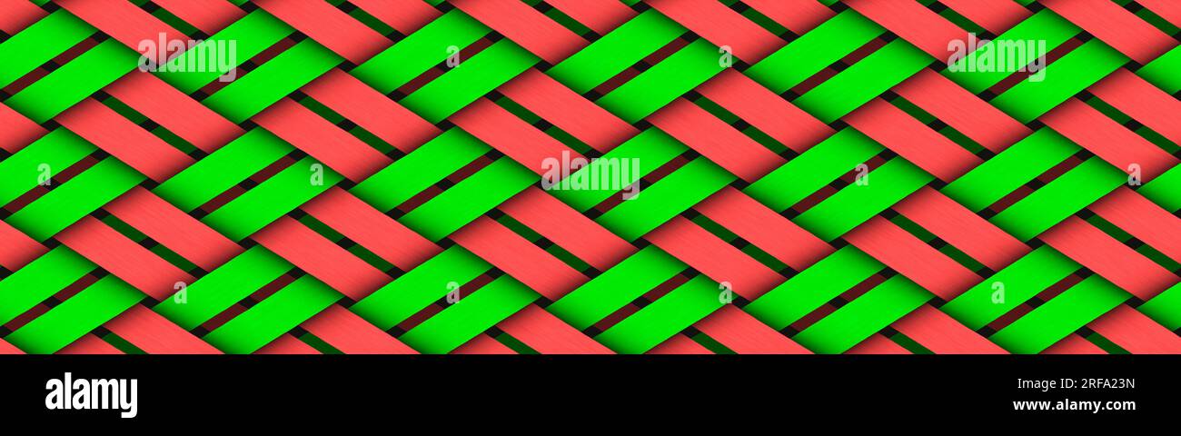 Red green wicker background. Geometric seamless pattern. 3d ...