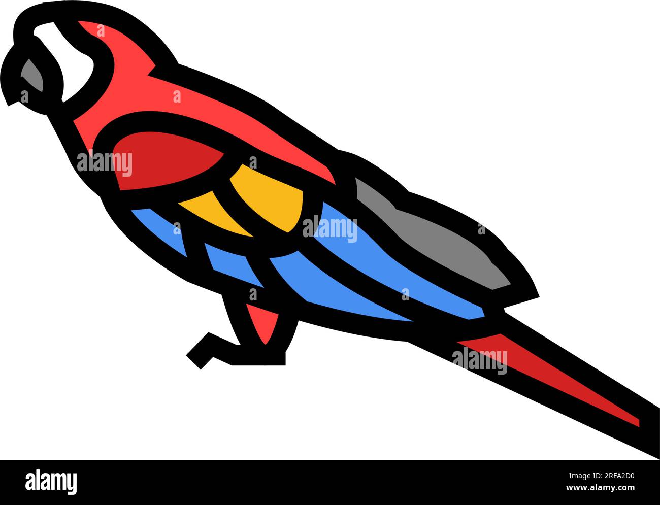 scarlet macaw sitting parrot bird color icon vector illustration Stock ...