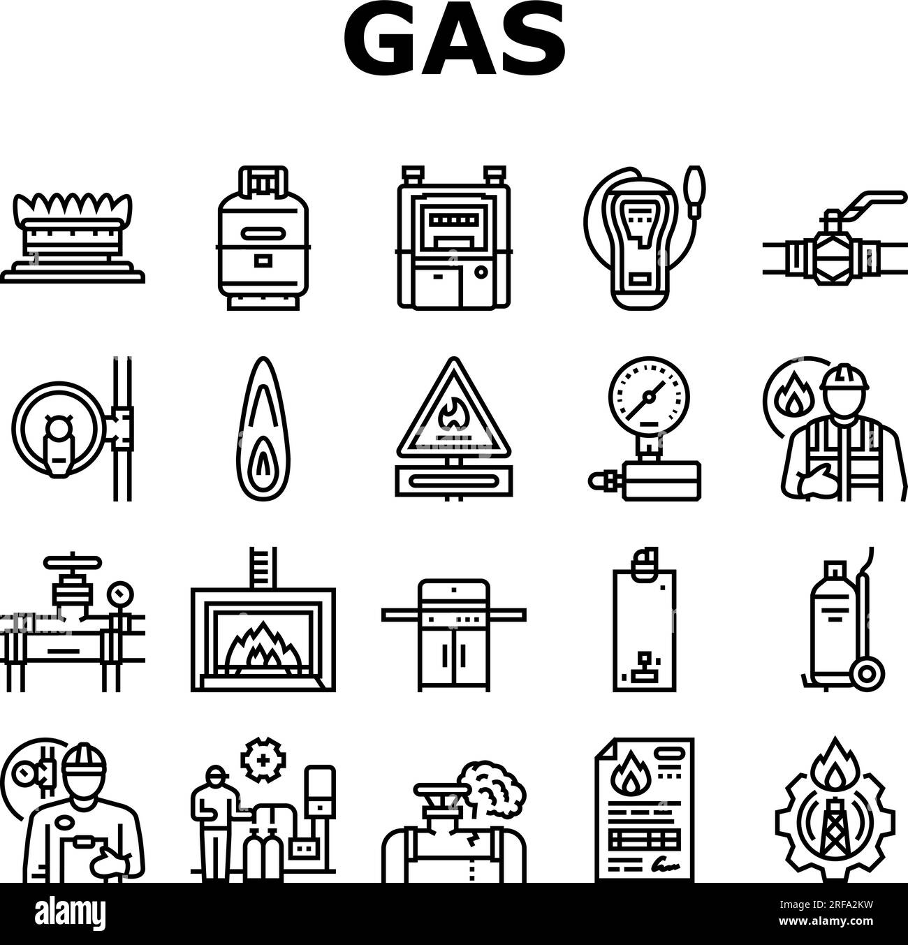 gas service energy power fuel icons set vector Stock Vector Image & Art ...
