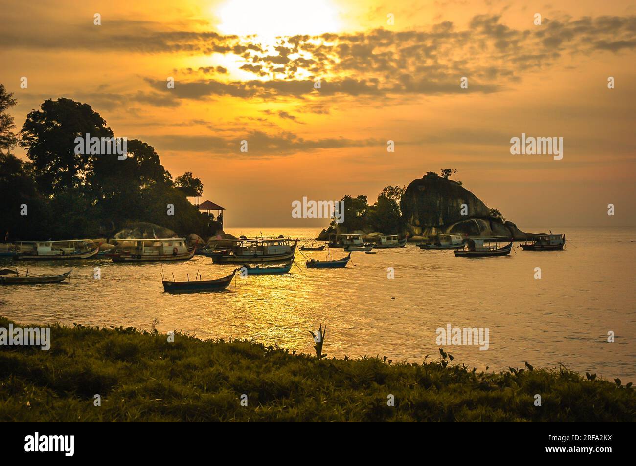 Sunset Serenity at Penang Island beach, Penang Island, Malaysia Stock ...
