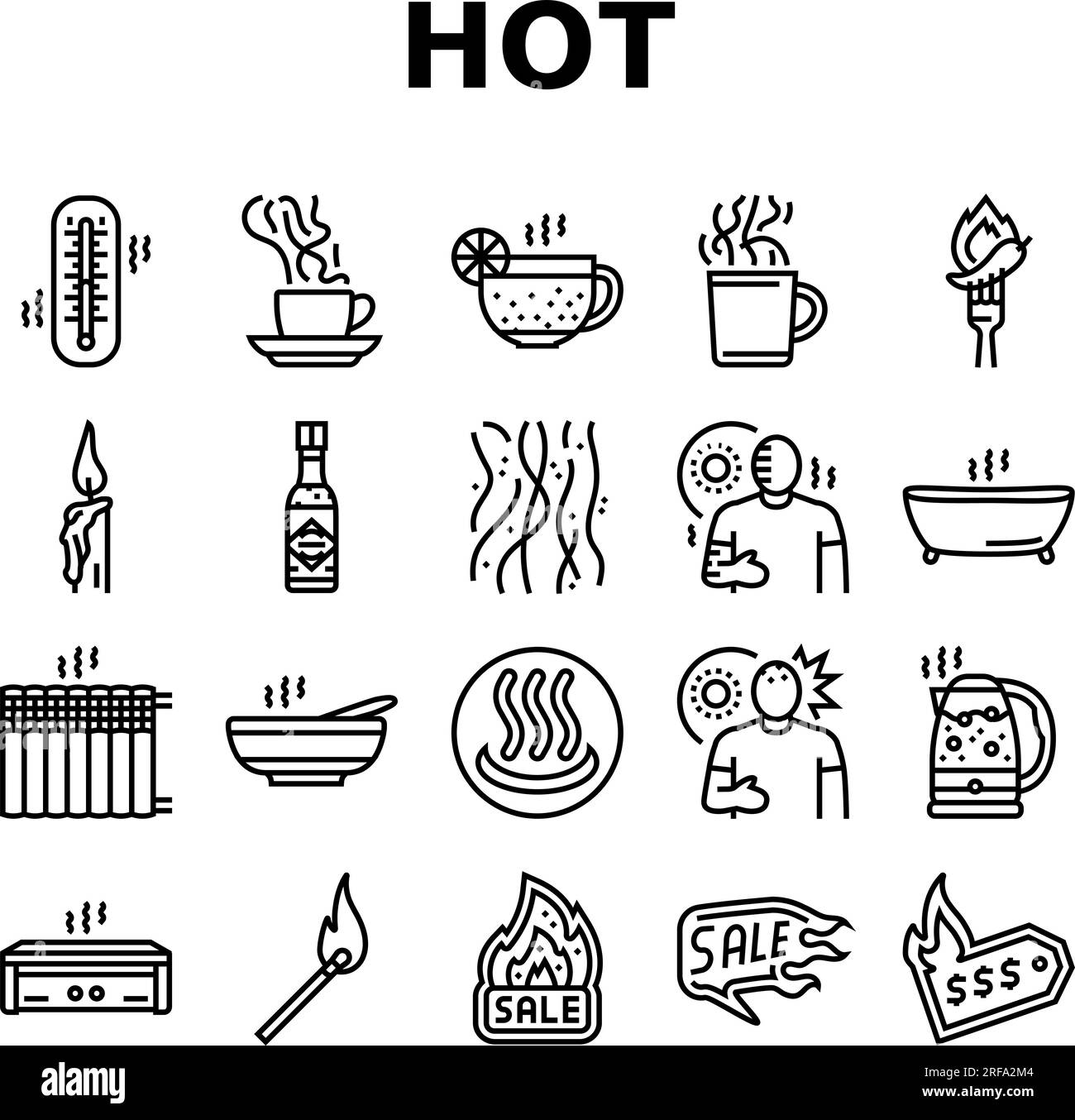 hot fire lable flame tag icons set vector Stock Vector Image & Art - Alamy
