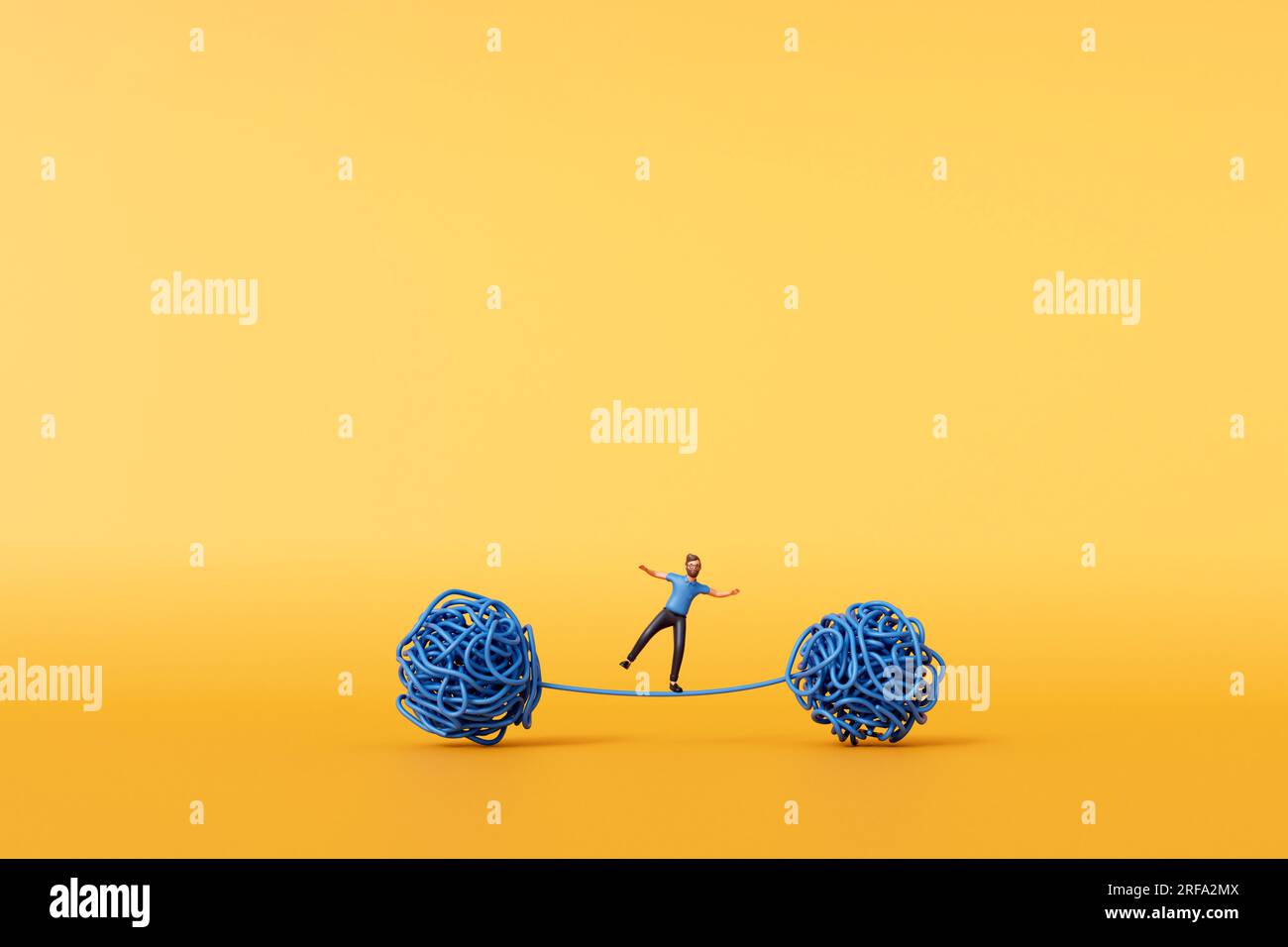 A man stood on a tangled ball of string. Overcoming stress and mental ...