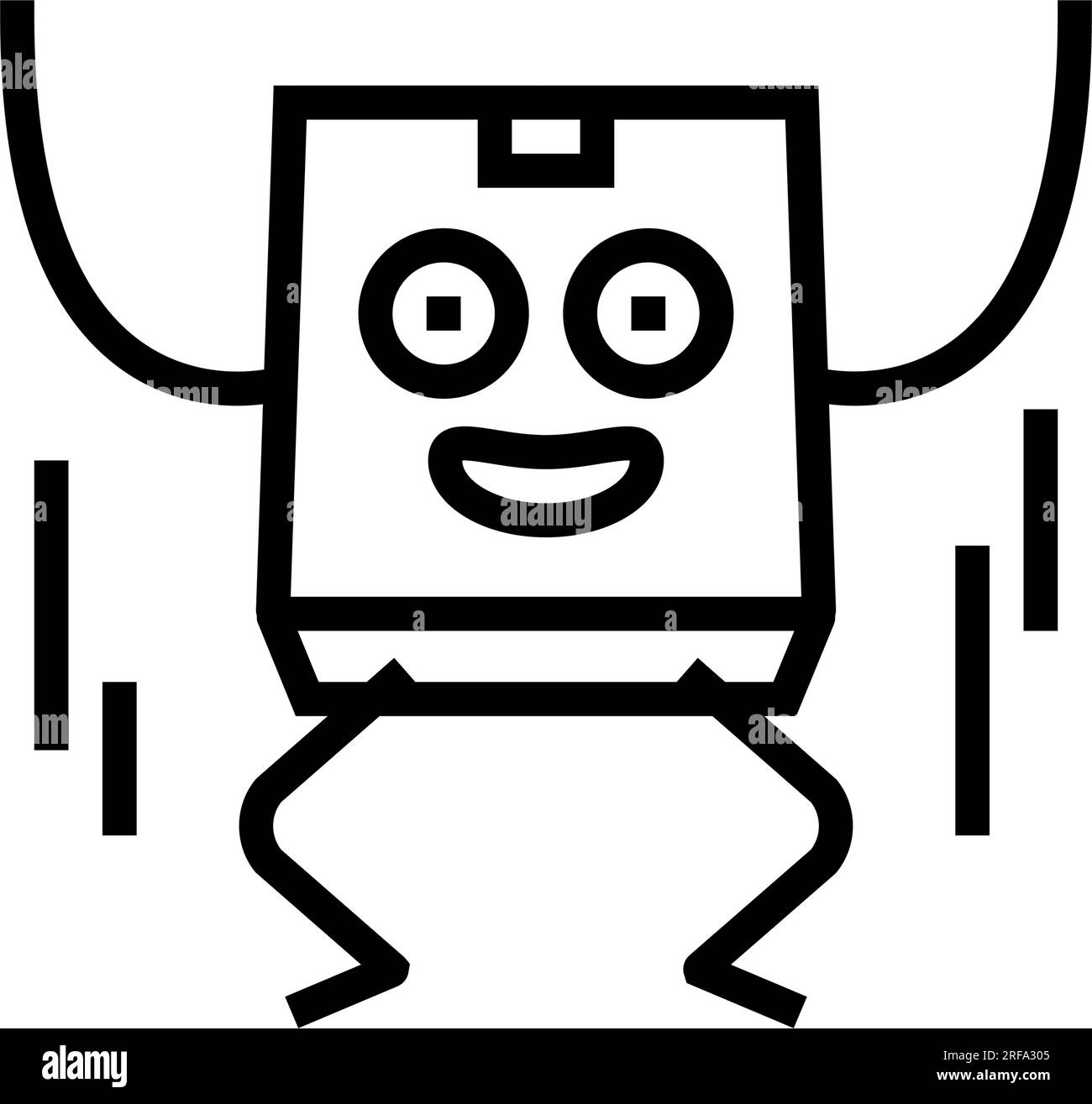 jump cardboard box character line icon vector illustration Stock Vector ...