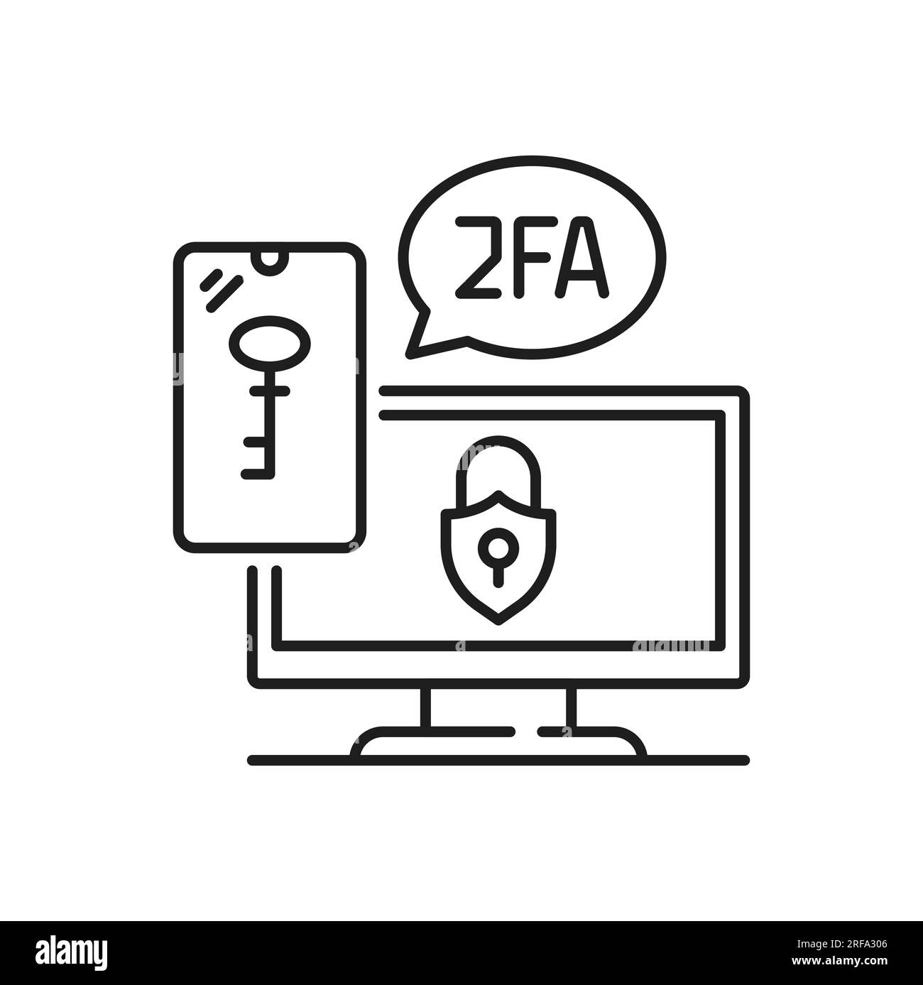 2fa Password Authentication Icon 2 Factor Verification Login Access Vector Key And Computer