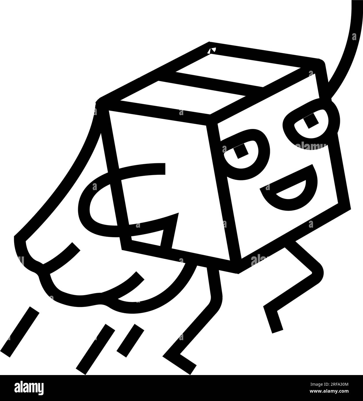 flying hero cardboard box character line icon vector illustration Stock ...