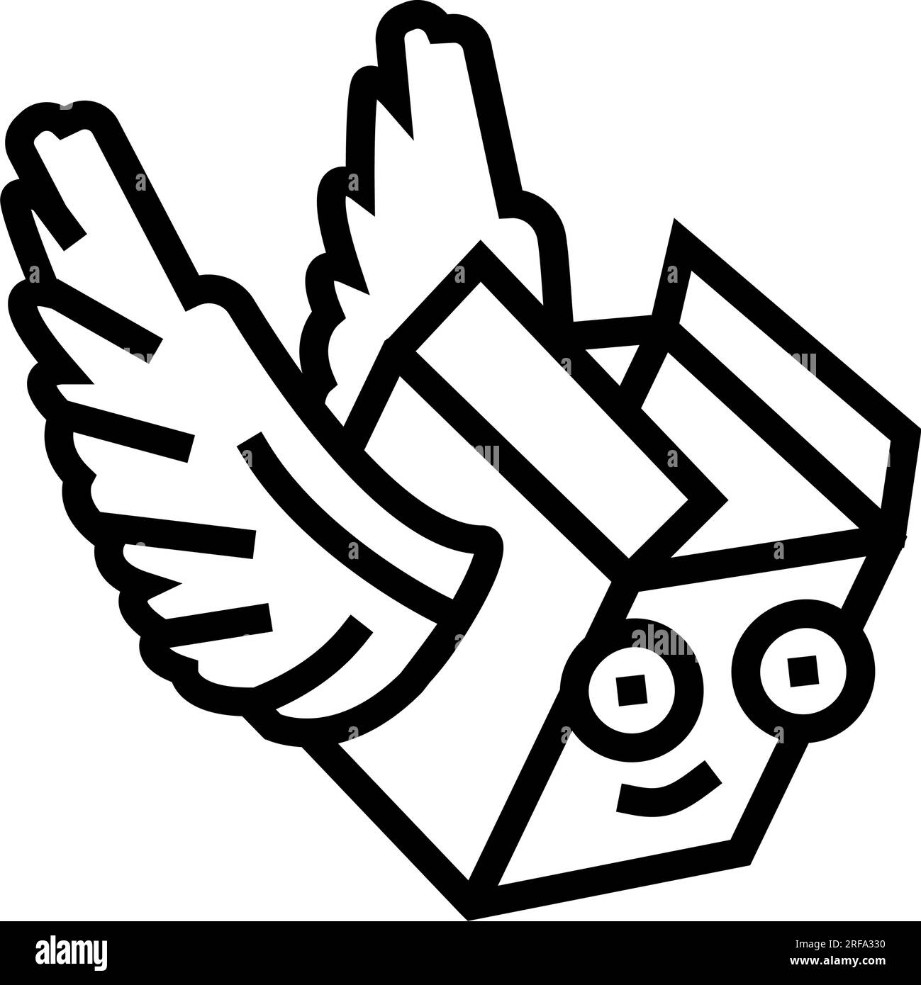 fly wings cardboard box character line icon vector illustration Stock ...