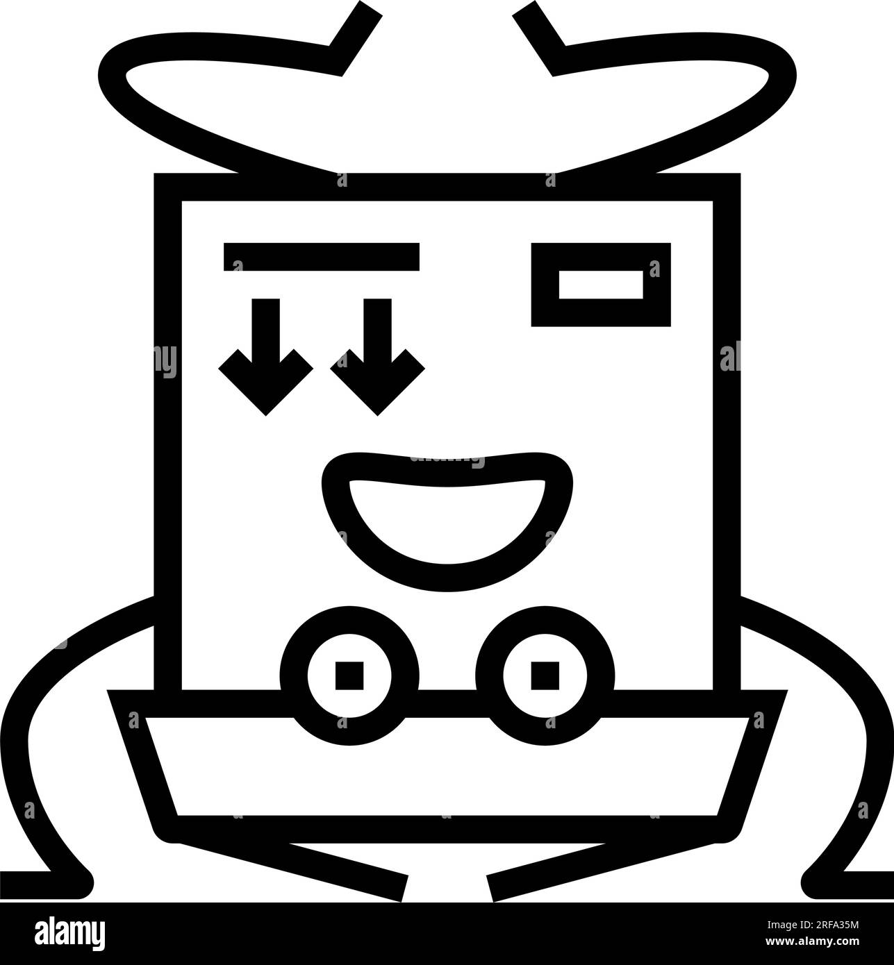 do not turn cardboard box character line icon vector illustration Stock ...