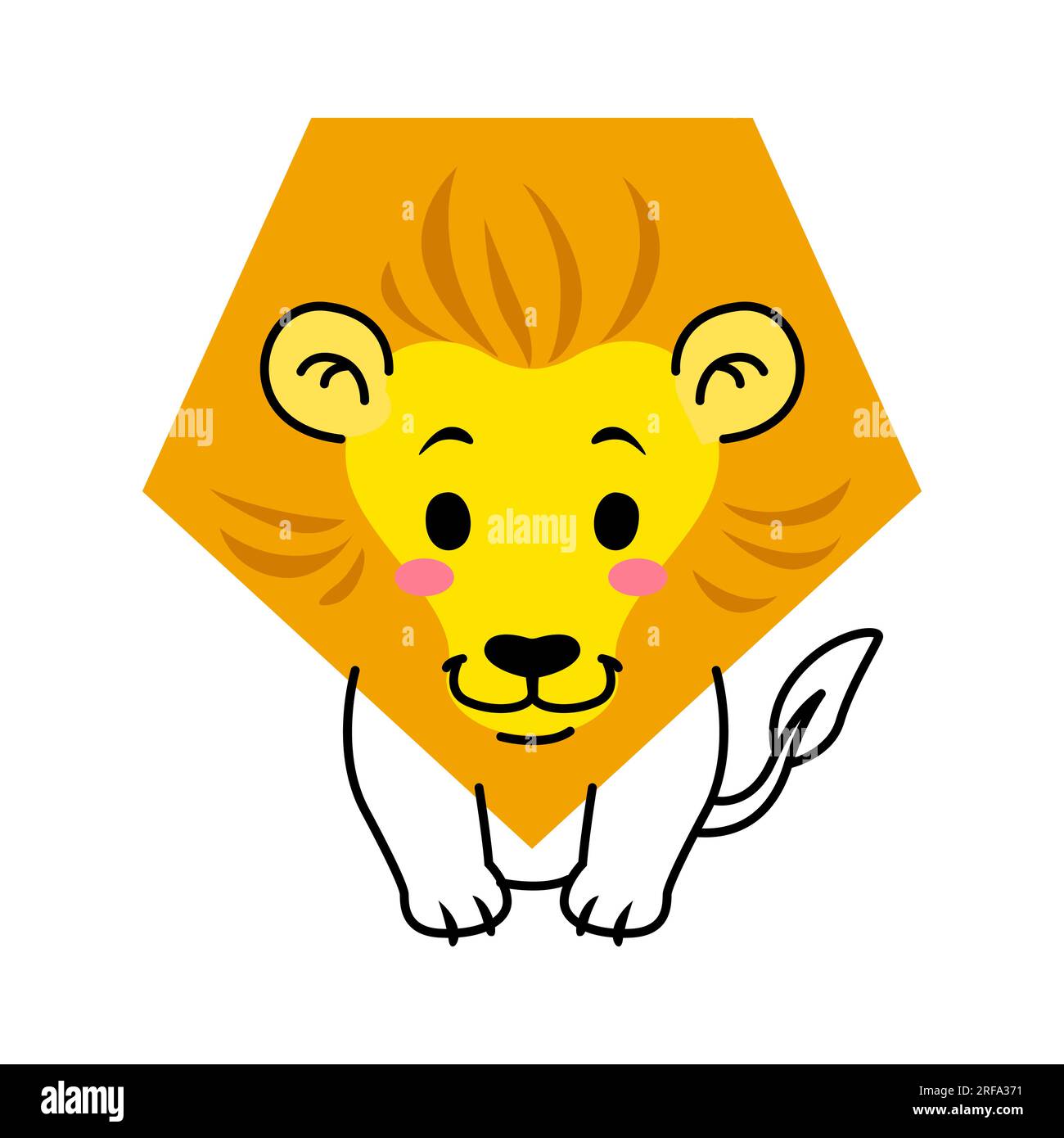 Cartoon lion animal character with math shape, vector kids education ...