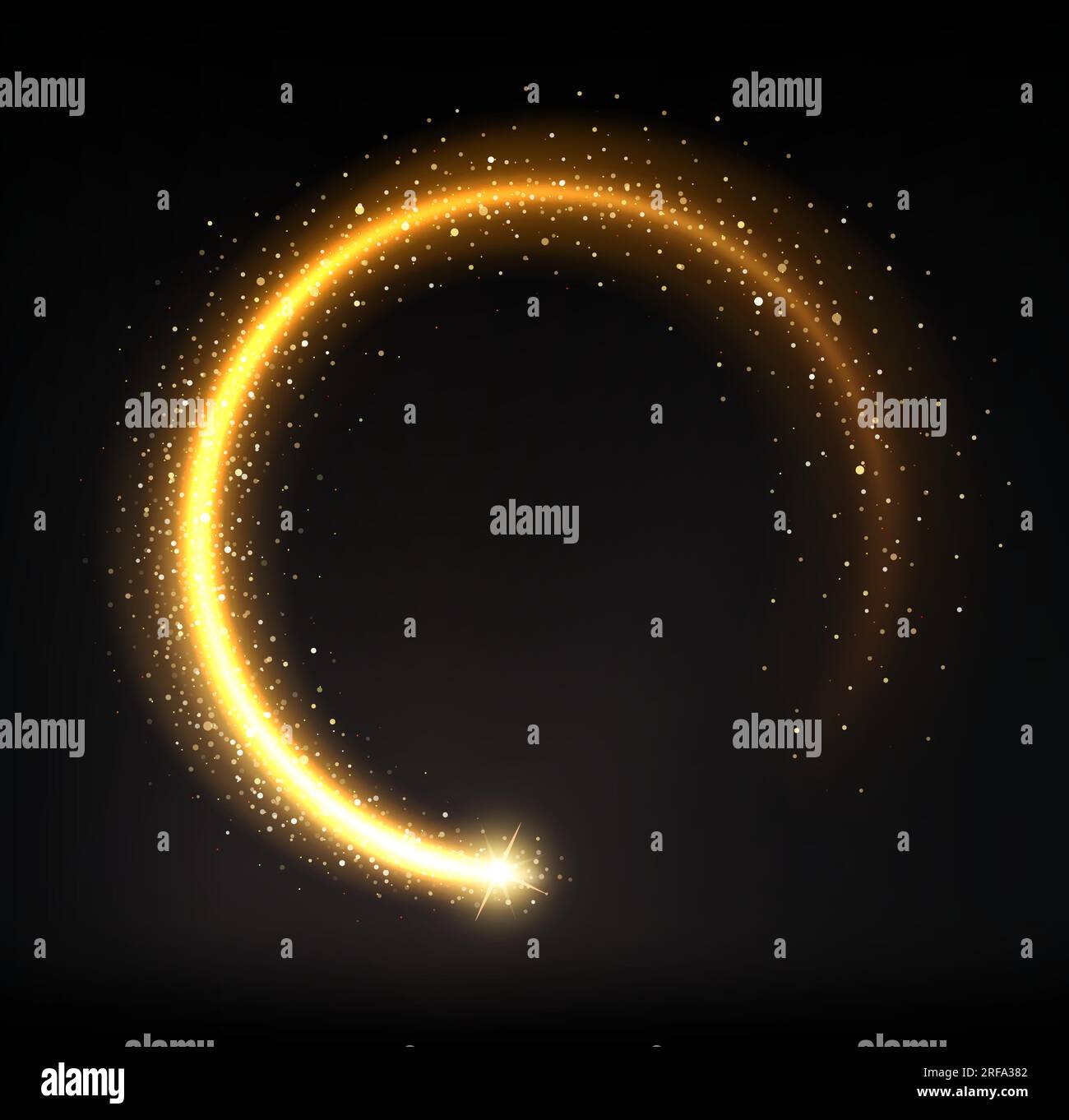Golden sparkle circle light or gold glitter glow shine, vector round ...