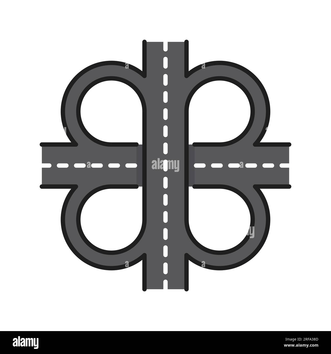 Color highway roan line icon, crossroad route or street transport ...