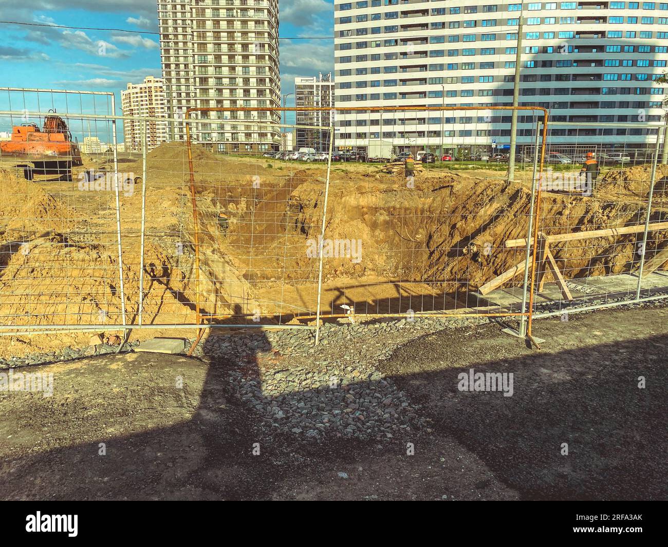 construction of a new area of the city. tall houses under construction ...