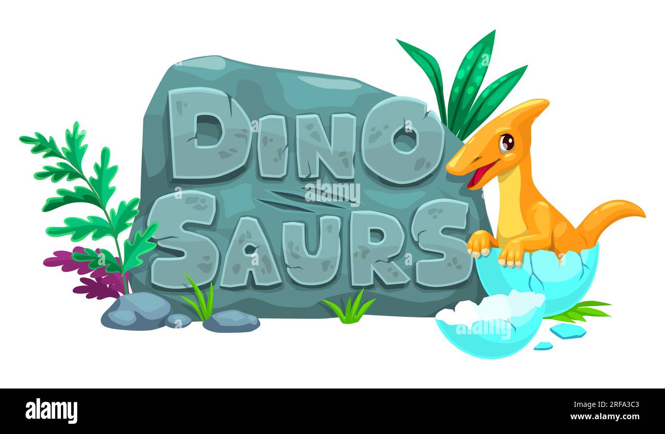 Cartoon reptile dino animal character with egg and cute baby dinosaur ...