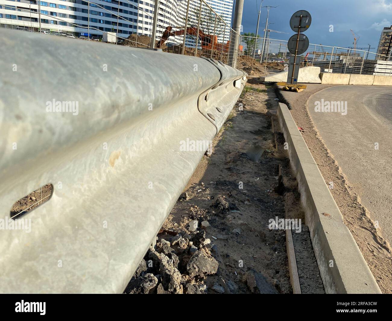 Large iron road bump fence for car safety. Protective engineering ...