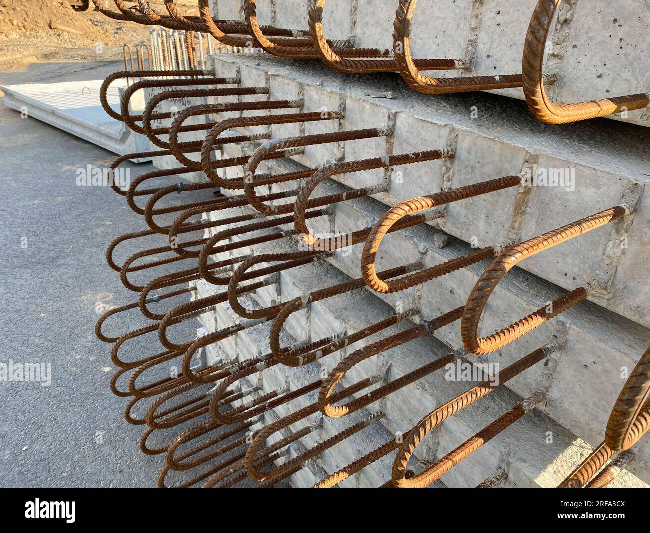 Iron metal rusty reinforcement in concrete and industrial reinforced ...