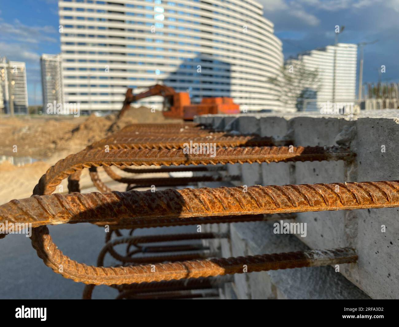 Iron metal rusty reinforcement in concrete and industrial reinforced ...