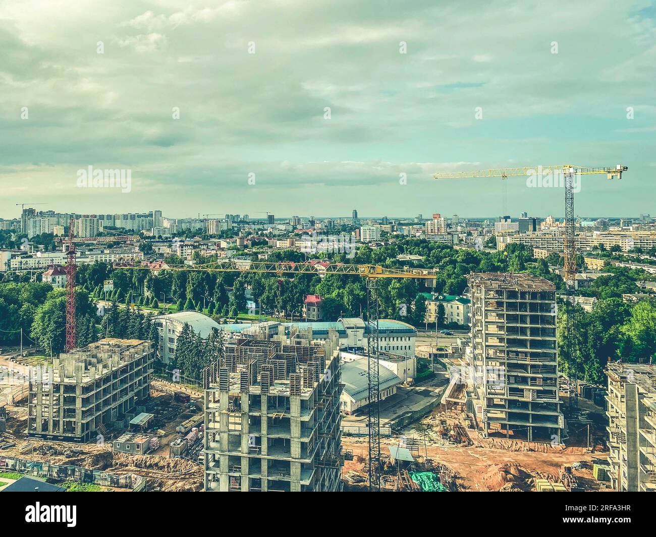 construction of multi-storey buildings in the city center. tall houses ...