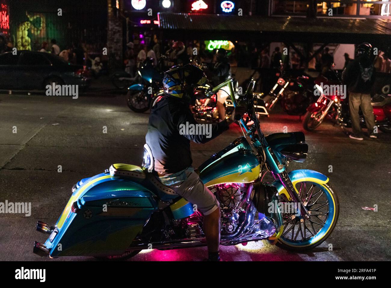 Seattle, USA. 16th July, 2023. Motorcycles on Pike street in Capitol ...