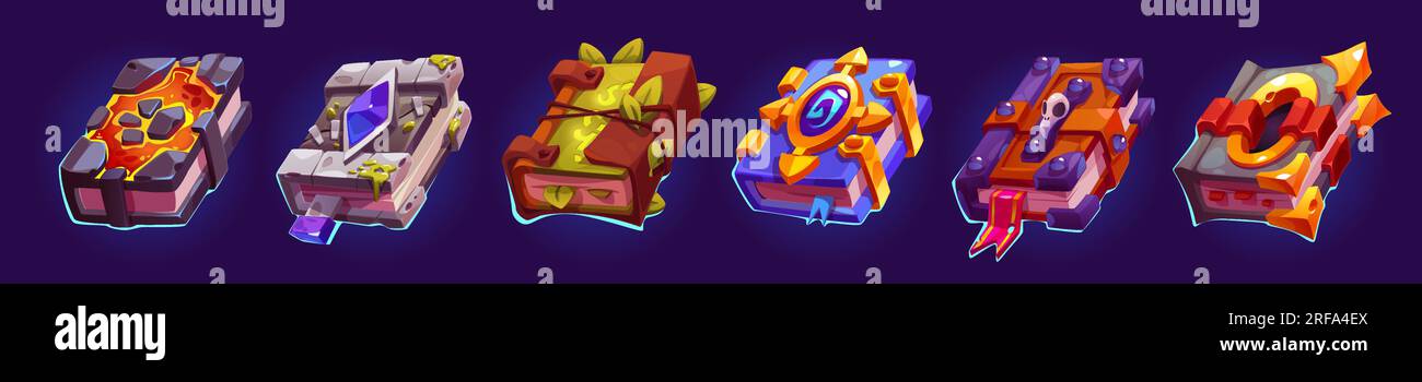 Magic spell book ui game interface icon cartoon vector set. Ancient ...