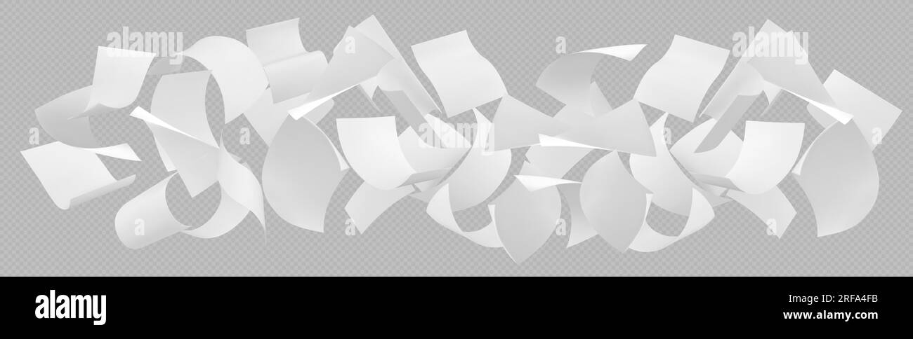 3d isolated fly white paper sheet. Fall document page on transparent ...