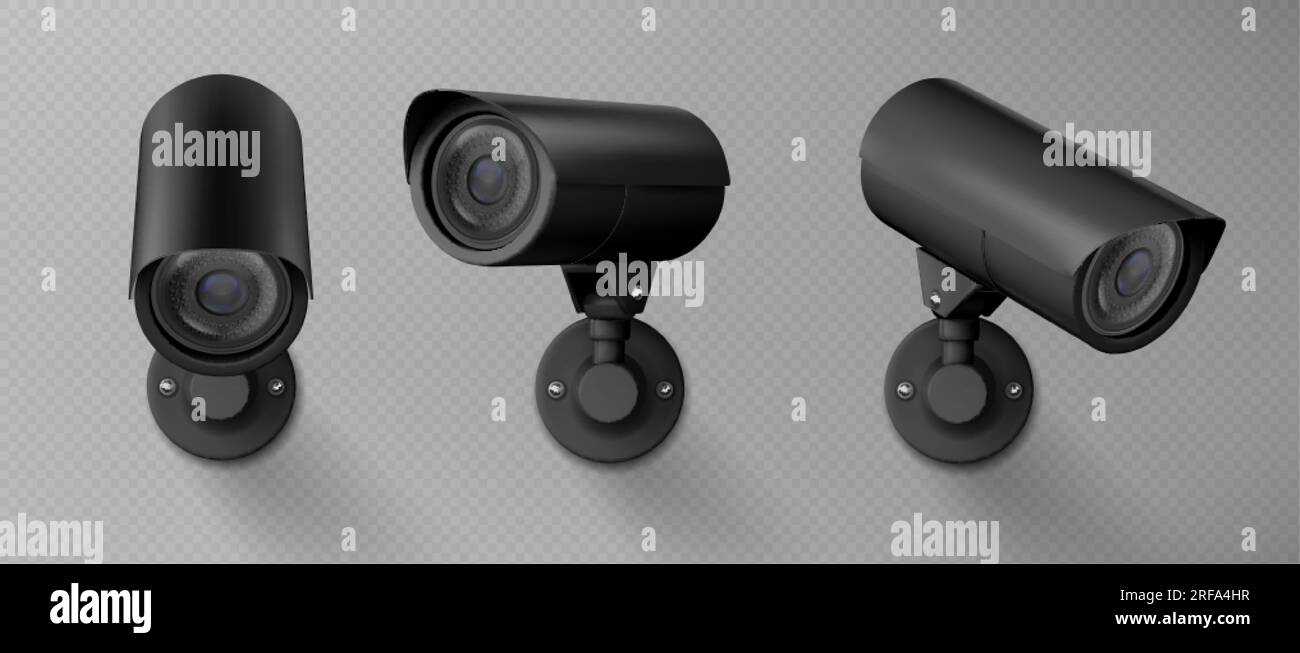 3d security camera, cctv cam isolated on transparent background. Safety ...