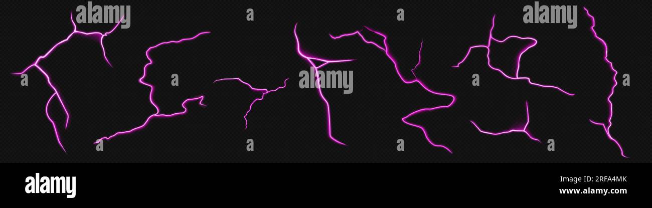 Realistic lightning bolt pattern set, black transparent background ...