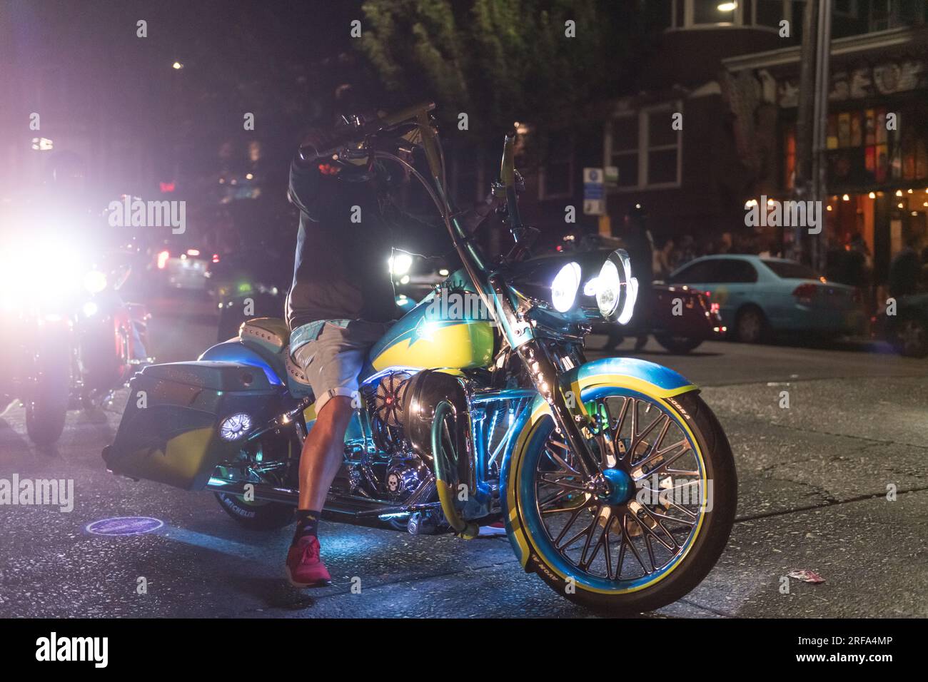 Seattle, USA. 16th July, 2023. Motorcycles on Pike street in Capitol ...