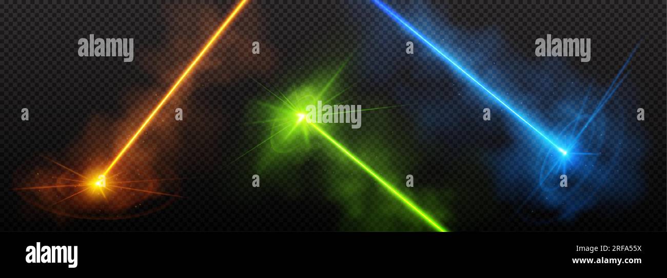 Green laser light beam effect isolated on transparent background ...