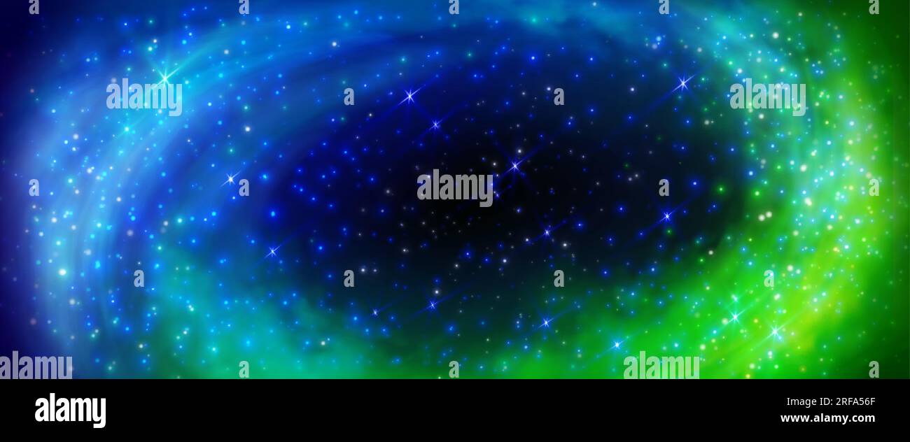 Green blue nebula light sky galaxy background. Abstract universe cosmic ...