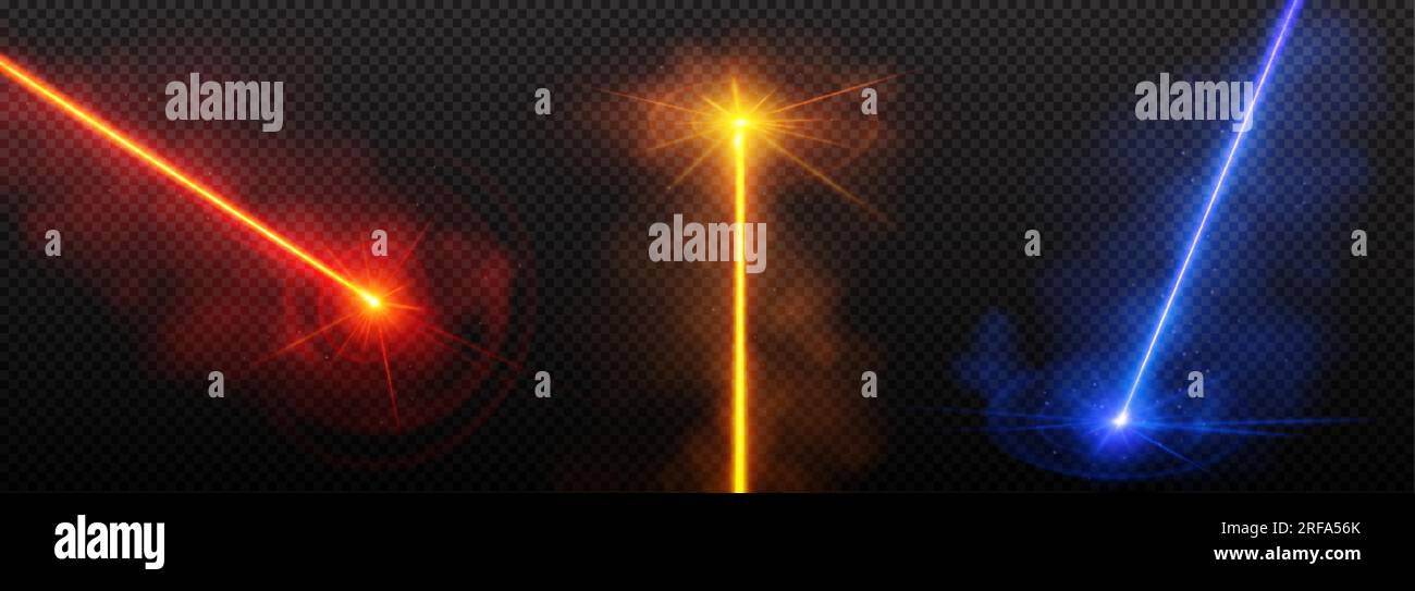 Red laser light beam effect isolated on transparent background. Vector ...