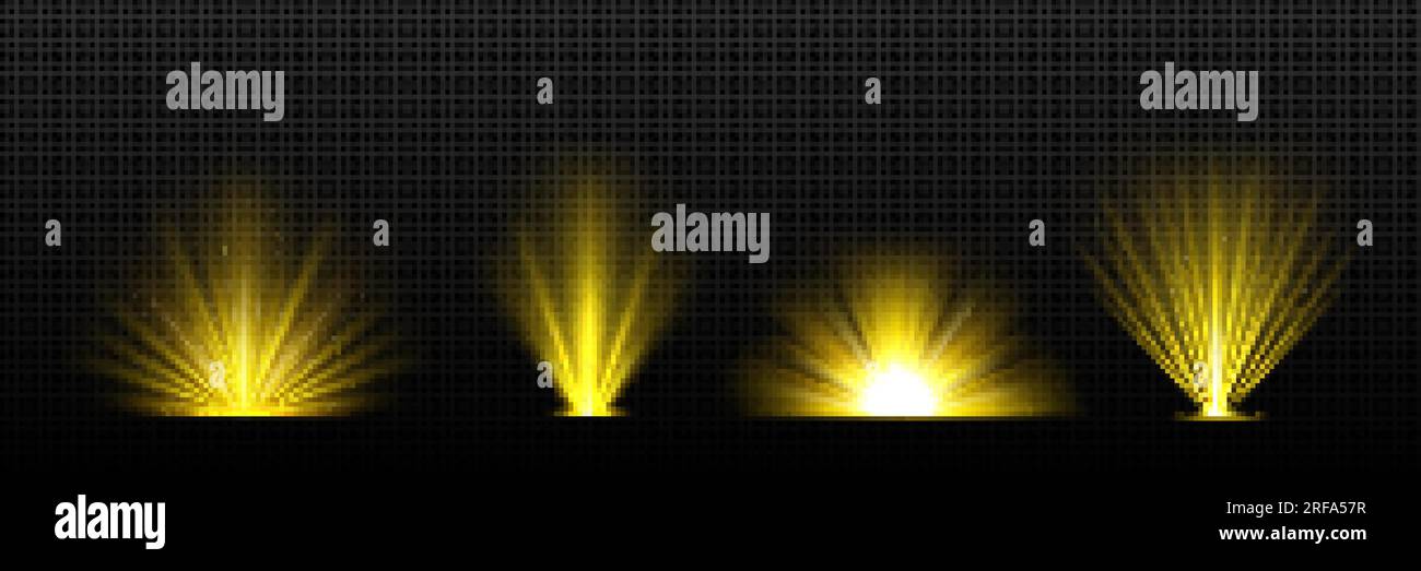 Realistic set of golden light shine isolated on transparent background ...