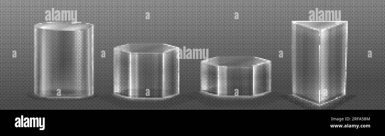 Realistic set of 3D transparent platforms isolated on background ...