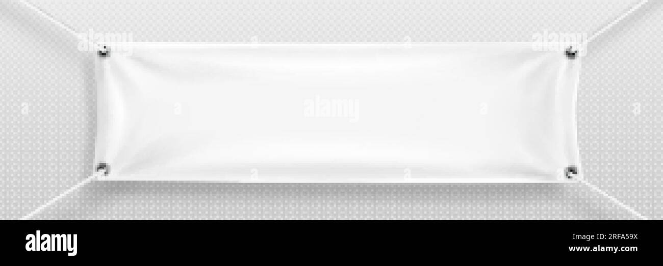 White realistic hang blank fabric horizontal canvas banner sign vector ...