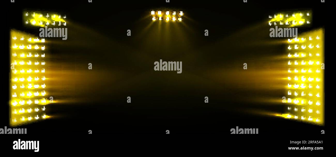 Gold light effect on stadium party stage background. Yellow concert ...
