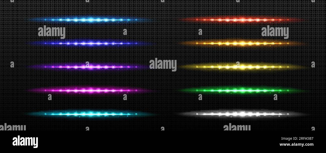 Realistic set of rainbow LED stripes isolated on transparent background ...