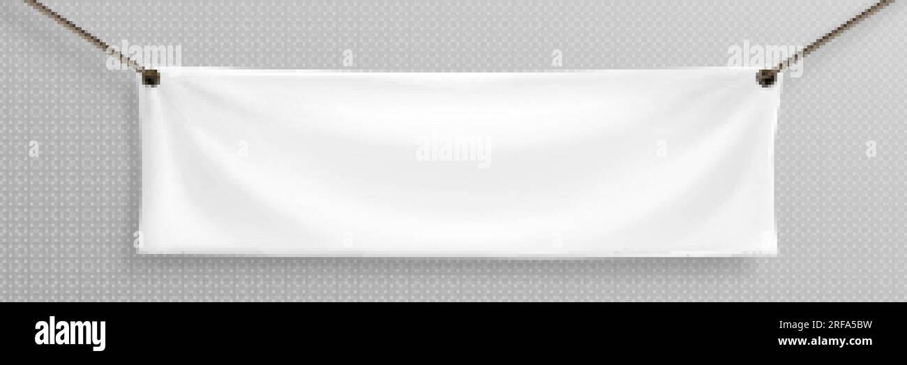 White realistic hang blank fabric horizontal canvas banner sign vector ...