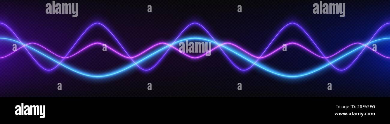 Neon audio voice frequency wave and abstract sound light vector ...