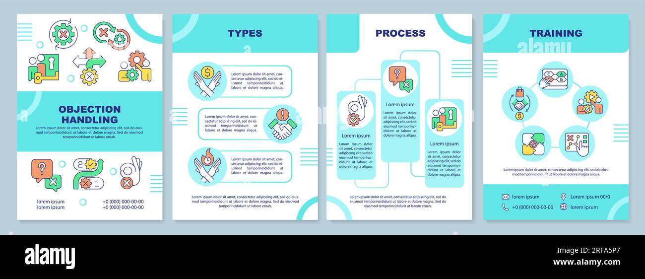 Objection handling blue brochure template Stock Vector Image & Art - Alamy