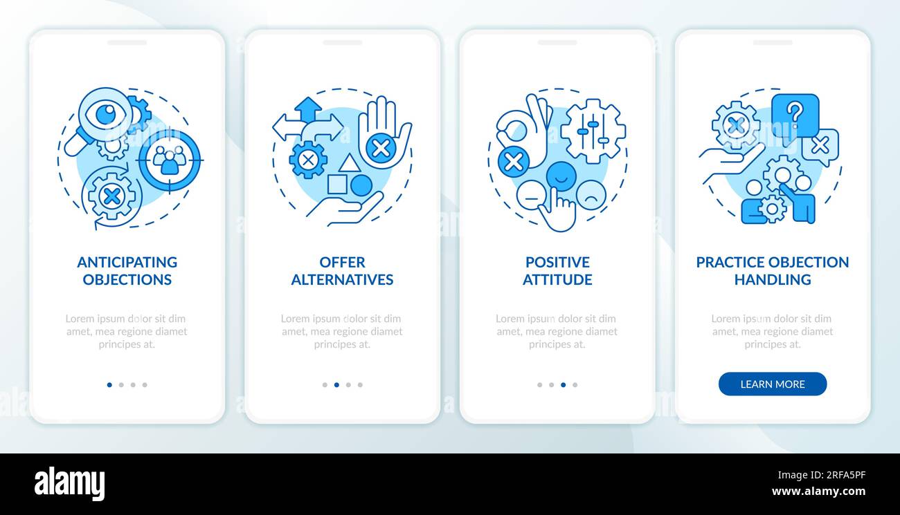 Objection Handling Methods Blue Onboarding Mobile App Screen Stock Vector Image And Art Alamy