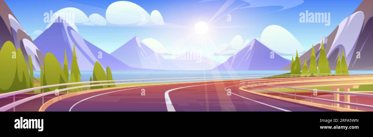 Empty highway, overpass road for expressway. Sunny morning background ...