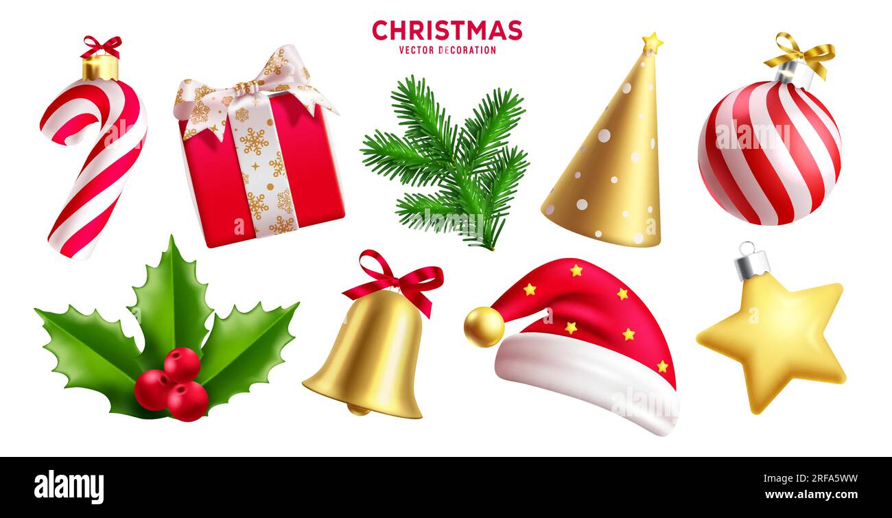 Christmas elements vector set design. Christmas ornaments, objects and ...