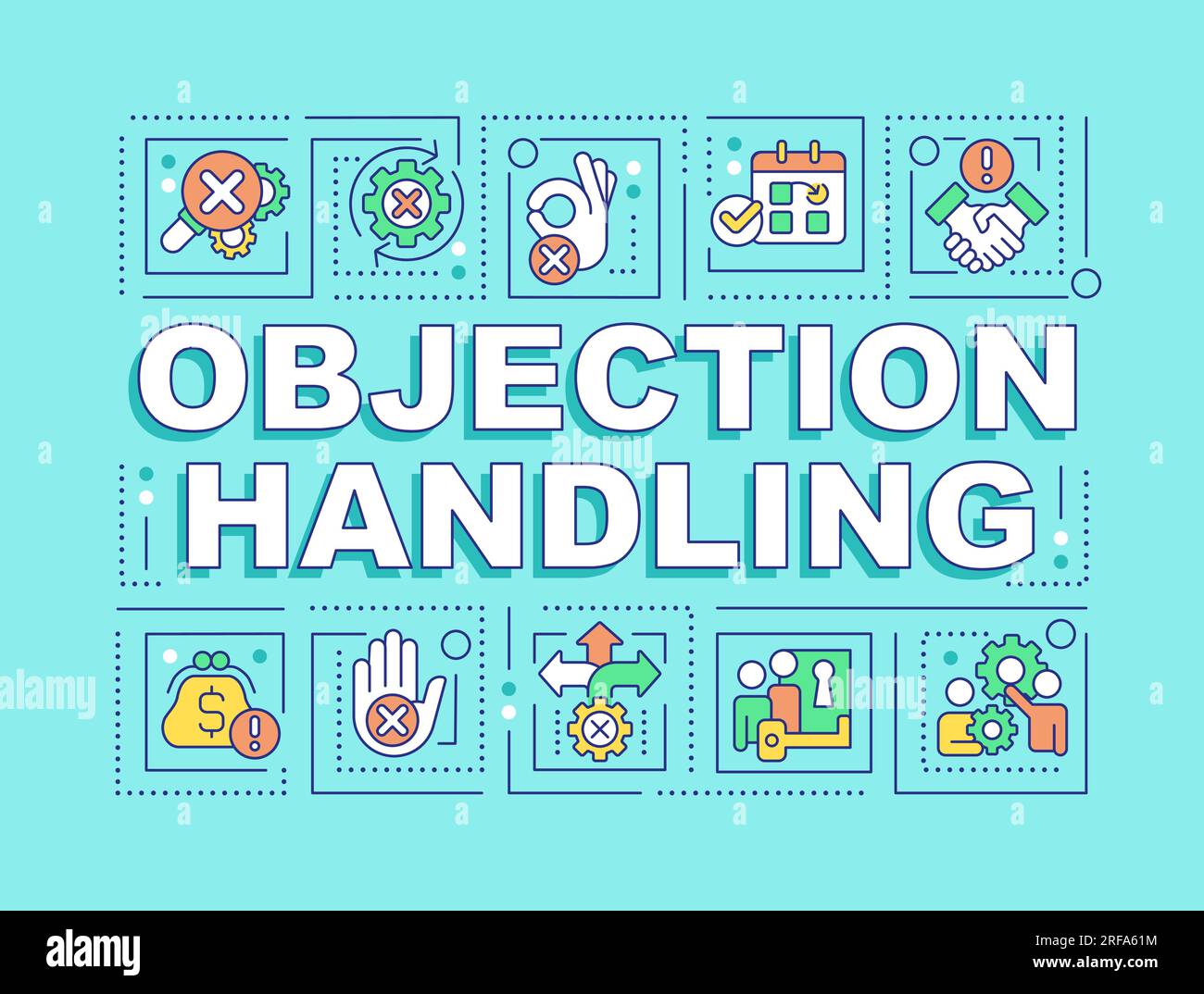 Objection handling word concepts light blue banner Stock Vector Image & Art - Alamy