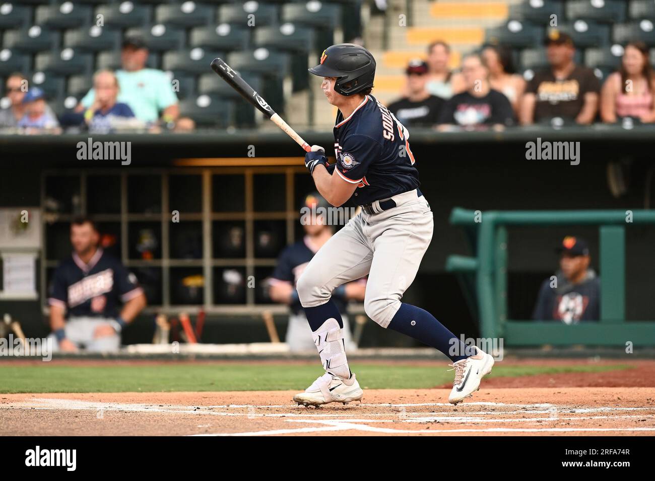 Tyler Soderstrom (21) of the Las Vegas Aviators bats in the game ...