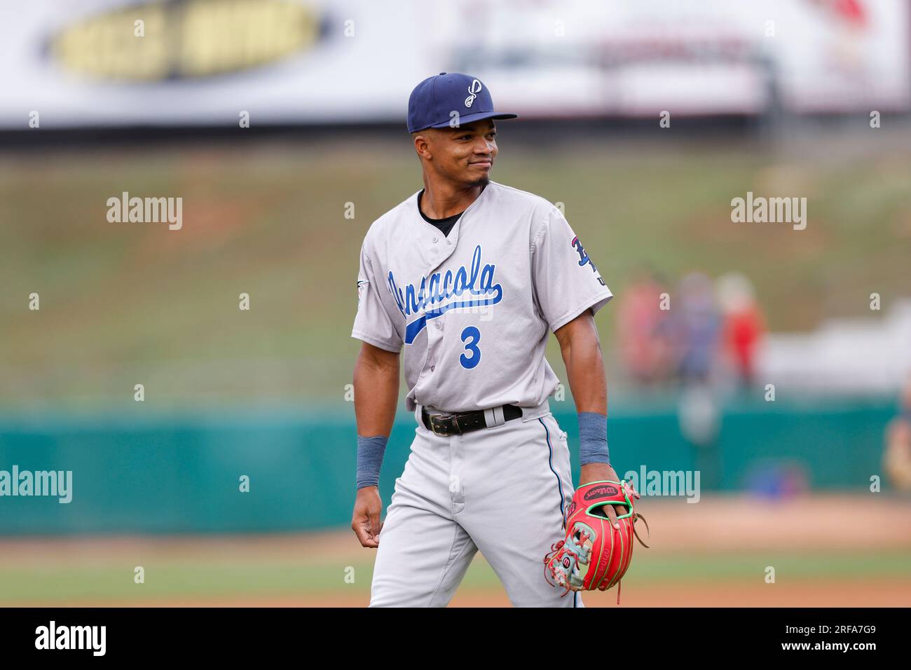 Pensacola Blue Wahoos third baseman Jose Devers (3) on defense against ...