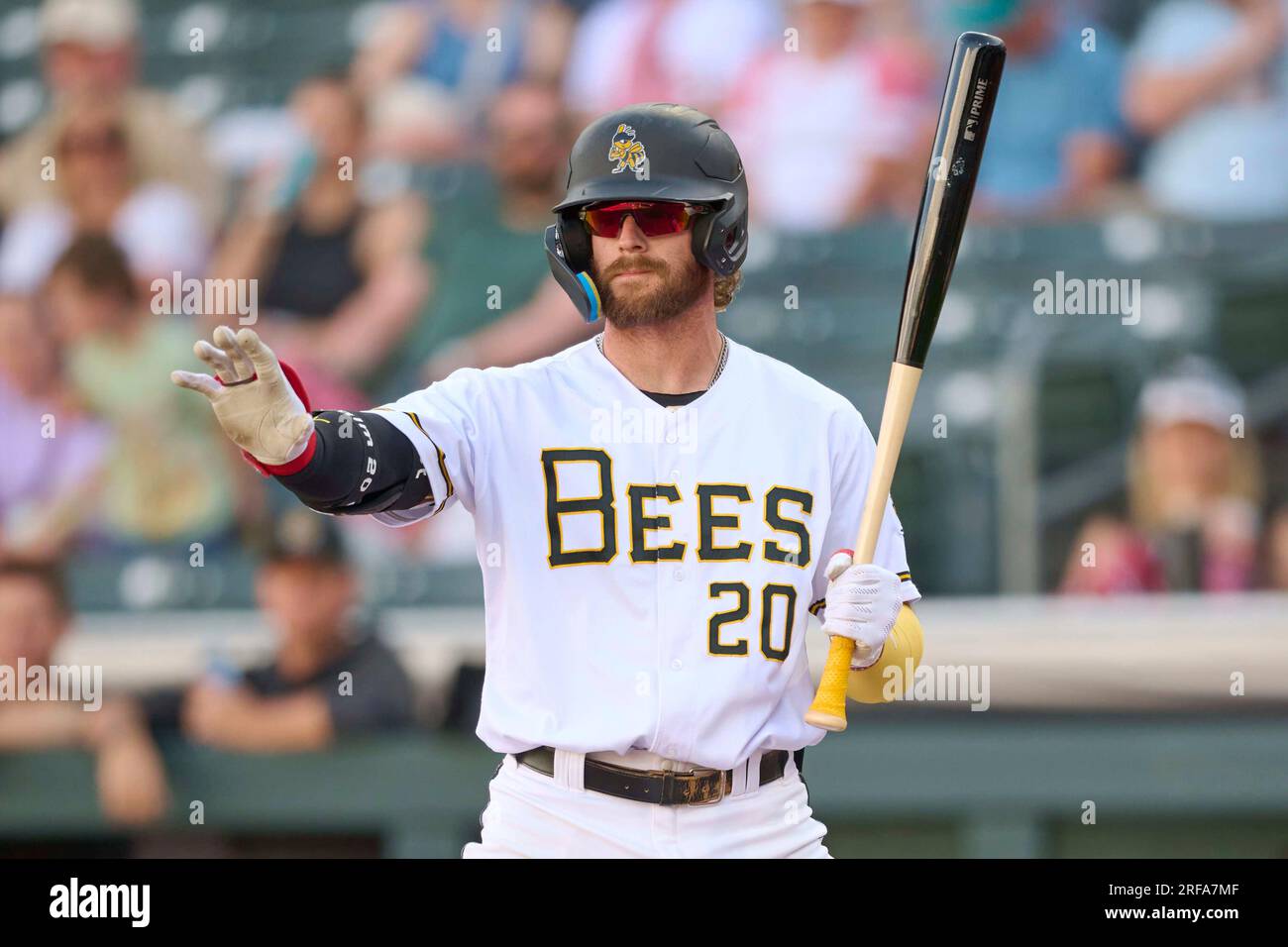 Trey Cabbage (20) of the Salt Lake Bees at bat against the Sugar Land ...