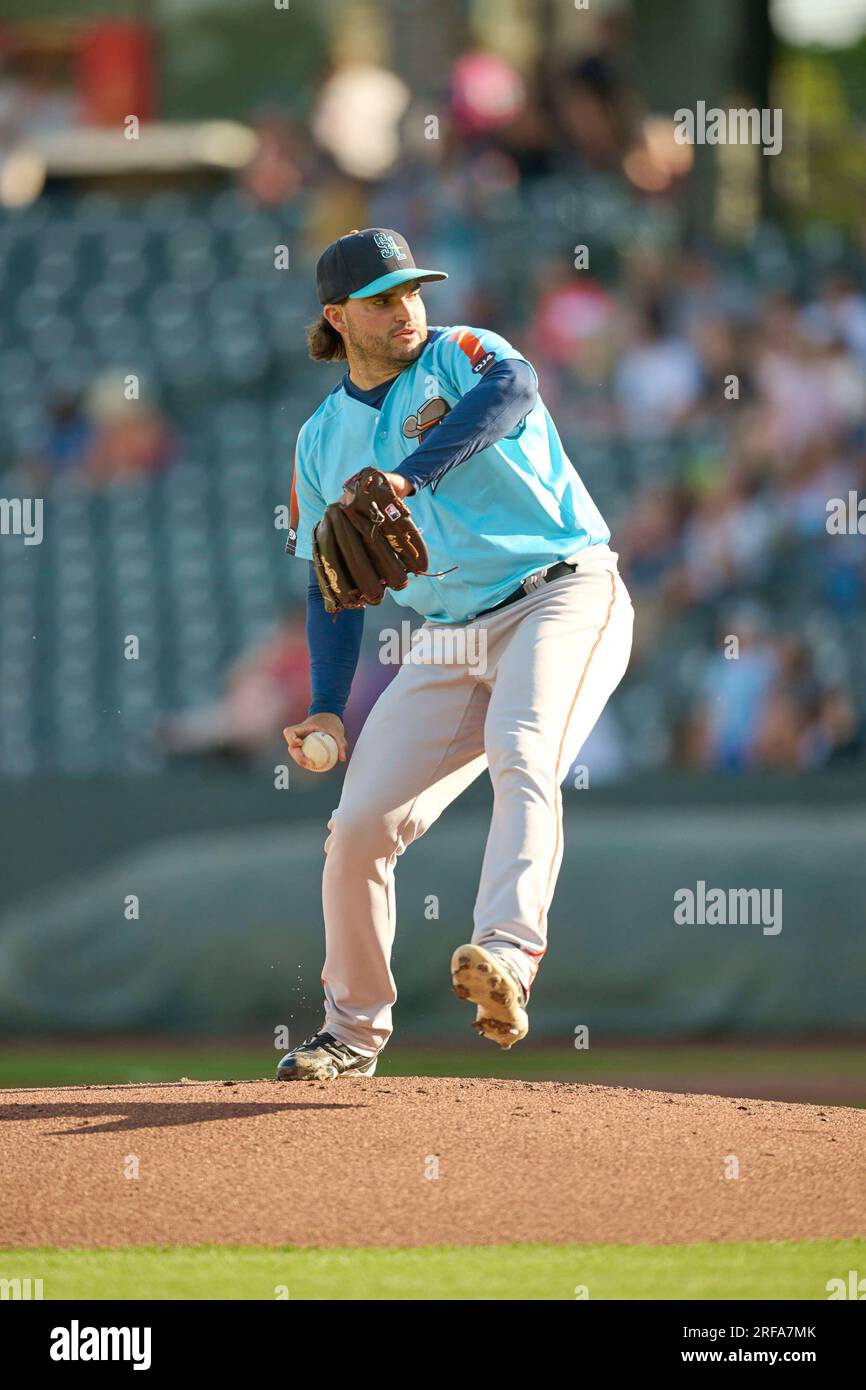 Sugar Land Space Cowboys starting pitcher Bryan Garcia (37) delivers a ...