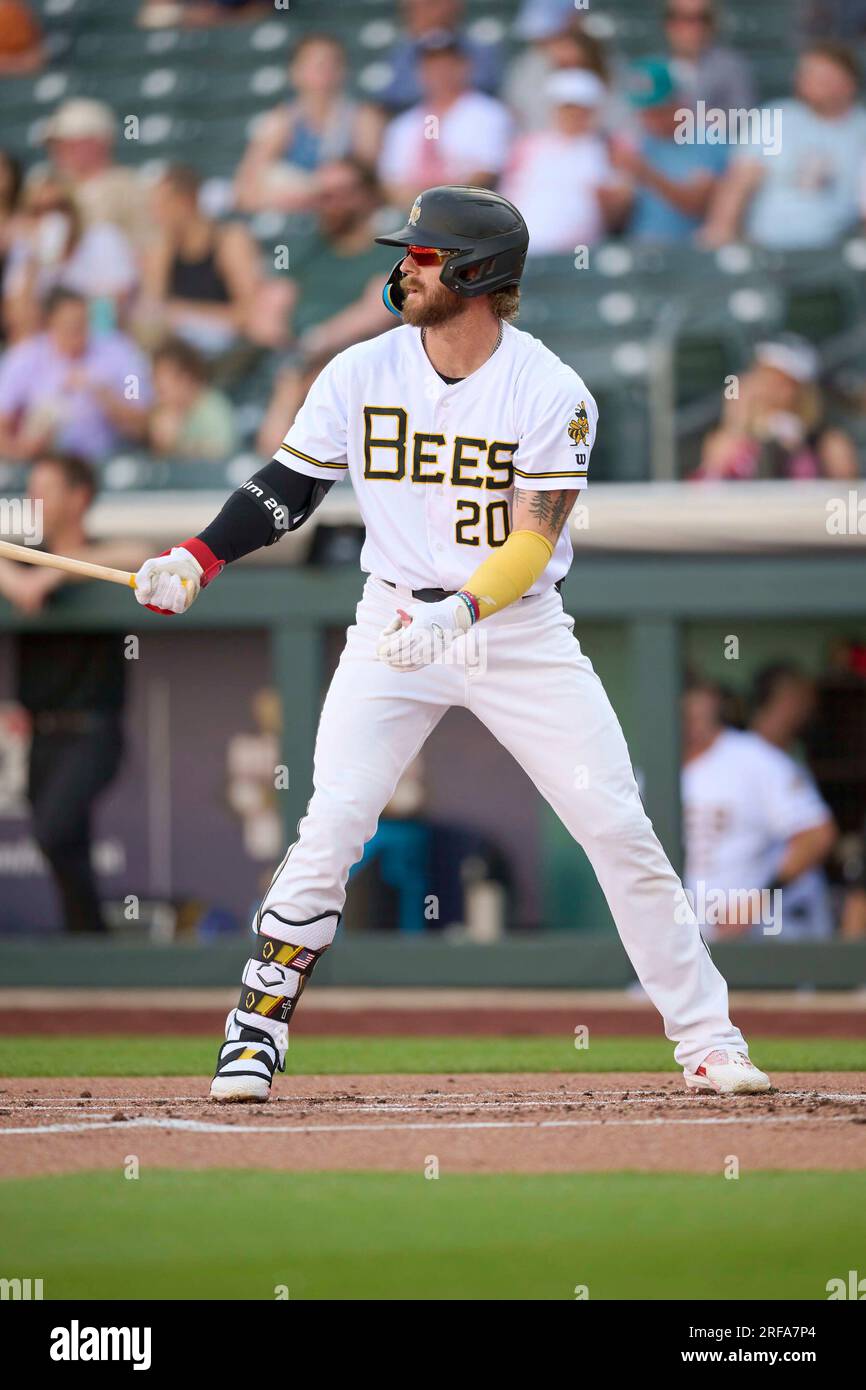 Trey Cabbage (20) of the Salt Lake Bees at bat against the Sugar Land ...