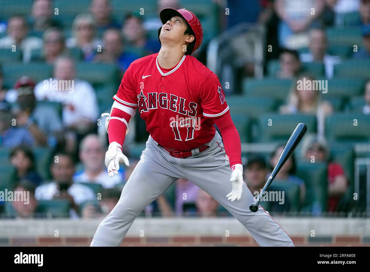 Los Angeles Angels starting pitcher Shohei Ohtani is hit by a pitch ...