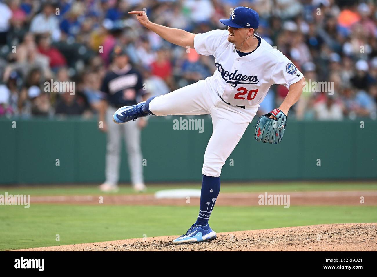 Starting pitcher Landon Knack (20) of the Oklahoma City Dodgers pitches ...