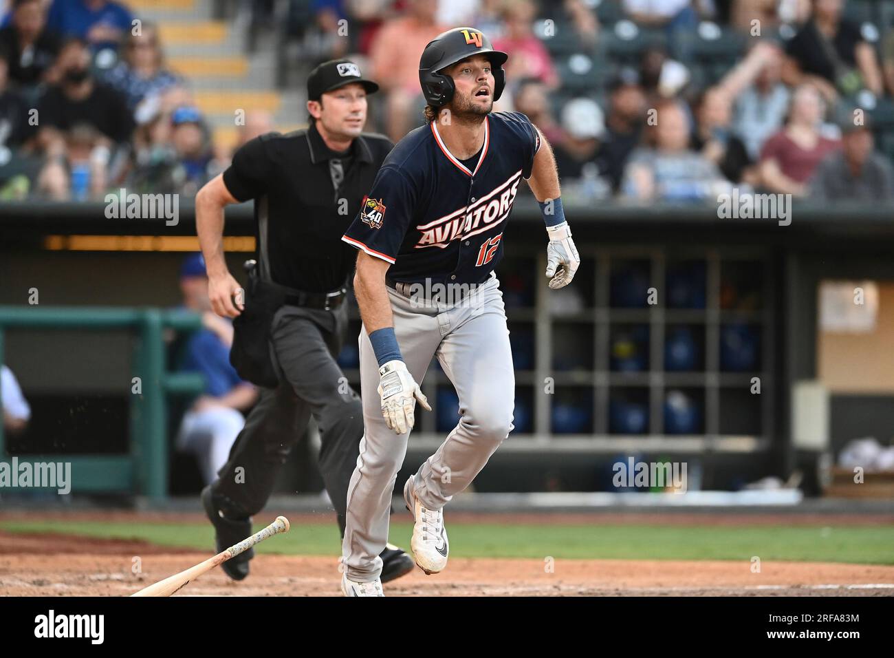 Cody Thomas (12) of the Las Vegas Aviators runs to first base as he ...