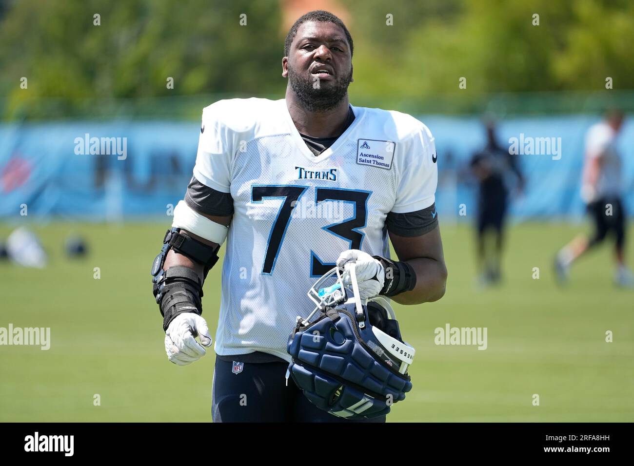Tennessee Titans offensive lineman Jamarco Jones (73) walks off the ...
